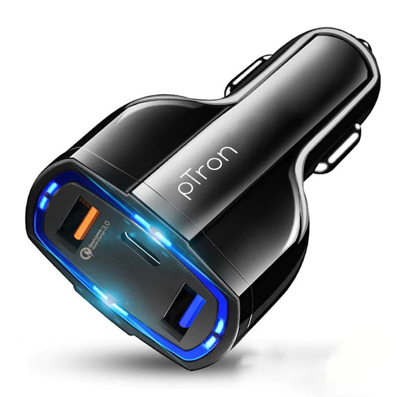 pTron Bullet Pro 36W Type-C/PD 3 Port Fast Car Charger Adapter