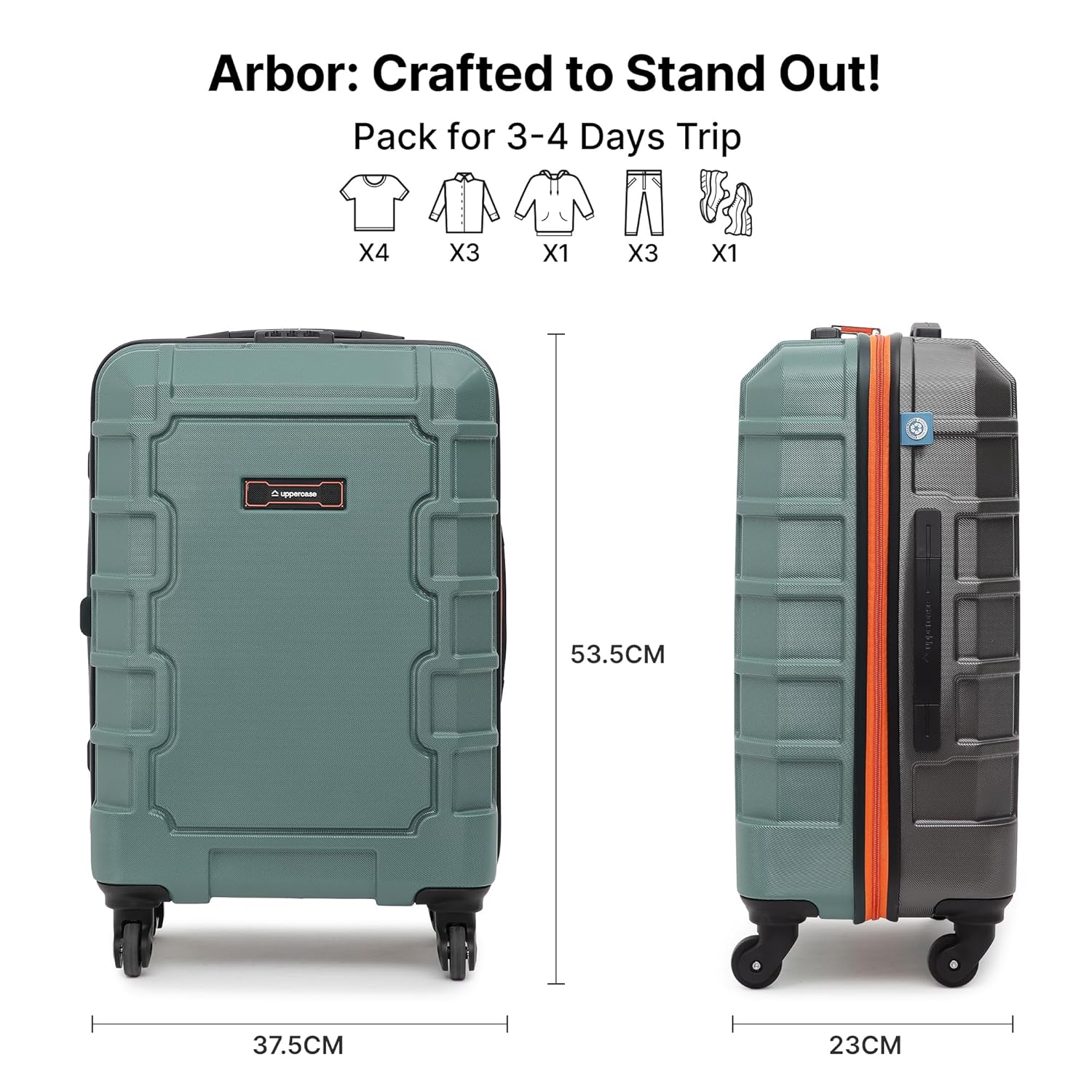 Uppercase Arbor Hard Luggage Trolley Bag Green