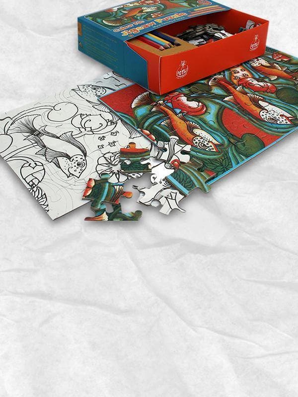 Handmade DIY Jigsaw Colouring Kit (Kerala Mural Painting)for Young Art